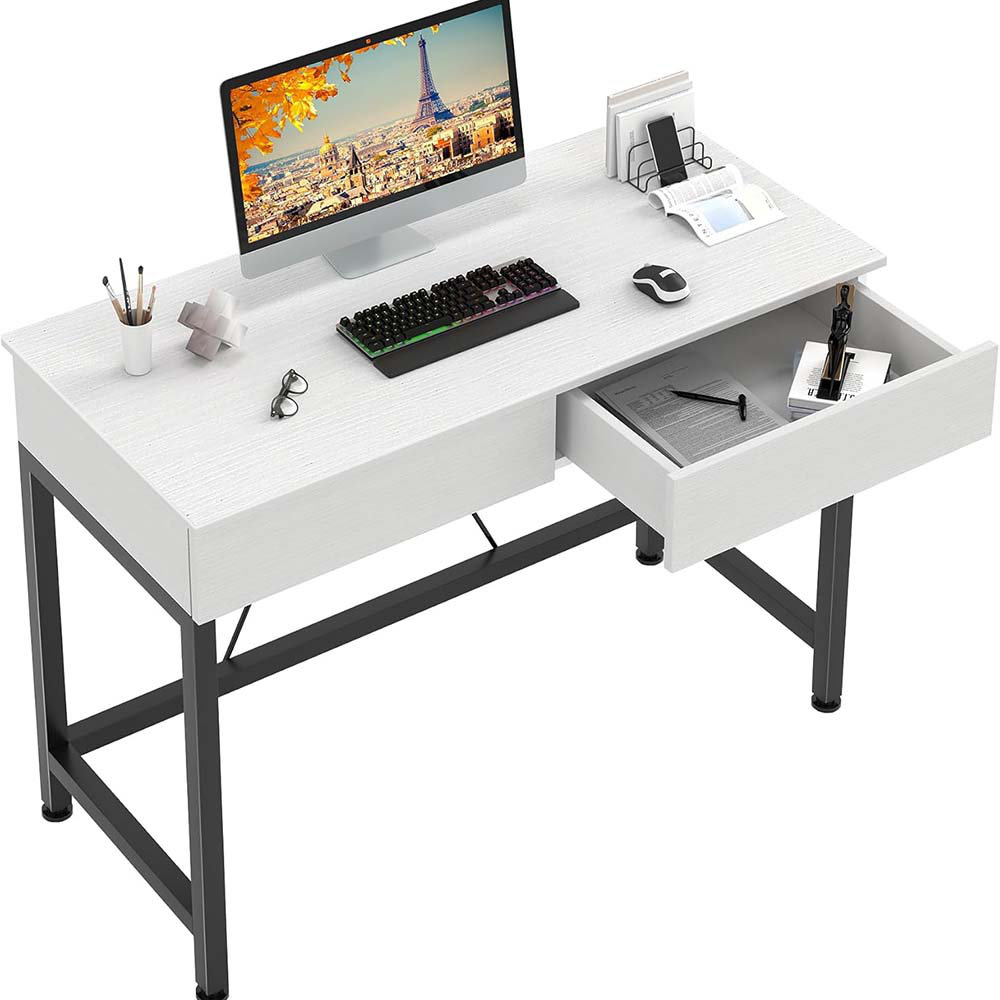Latitude Run® 40Inch Computer Desk With 2 Wooden Drawers, Small Desks ...
