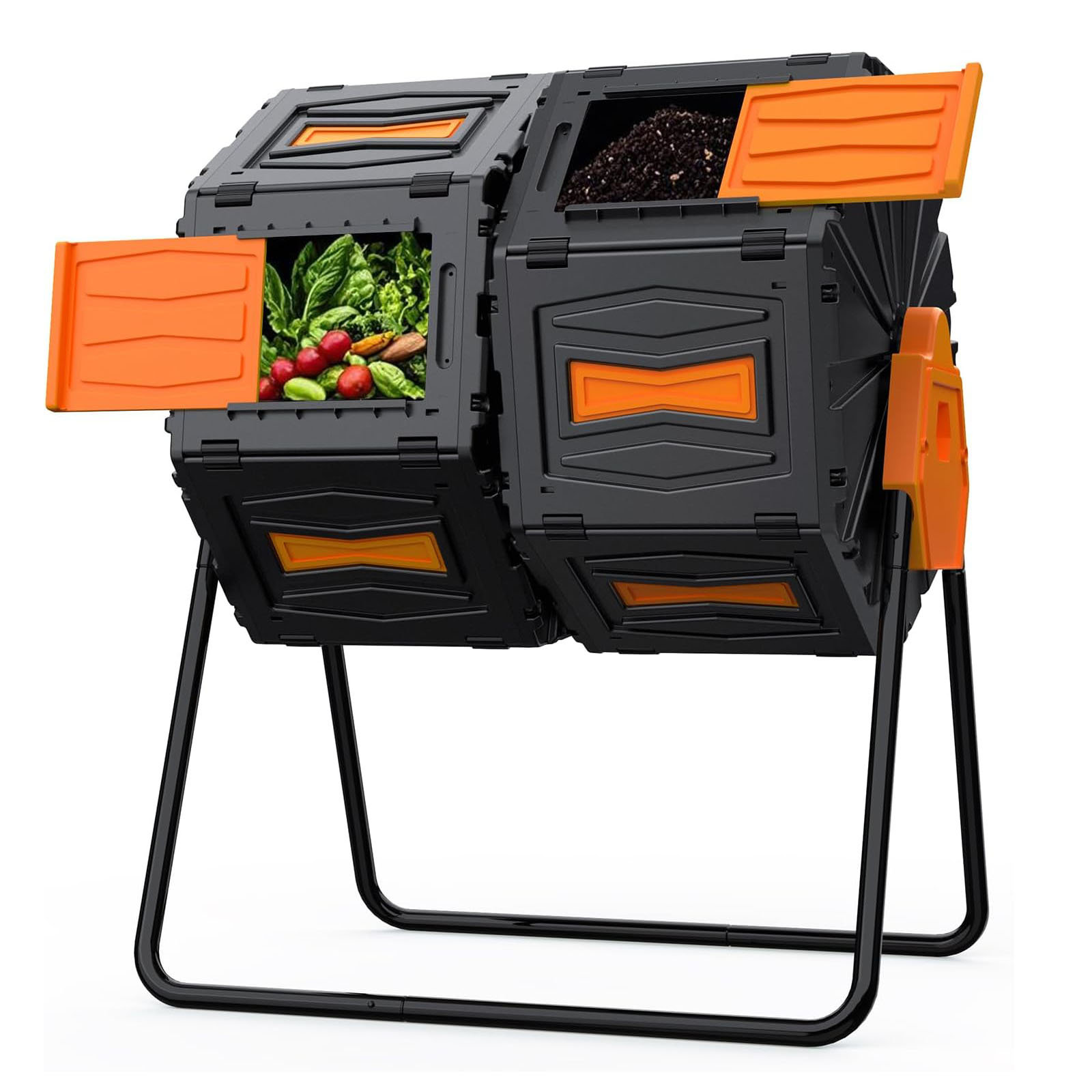 INKEDZ Large Dual Chamber Rotating Composter for Garden, Kitchen, and ...