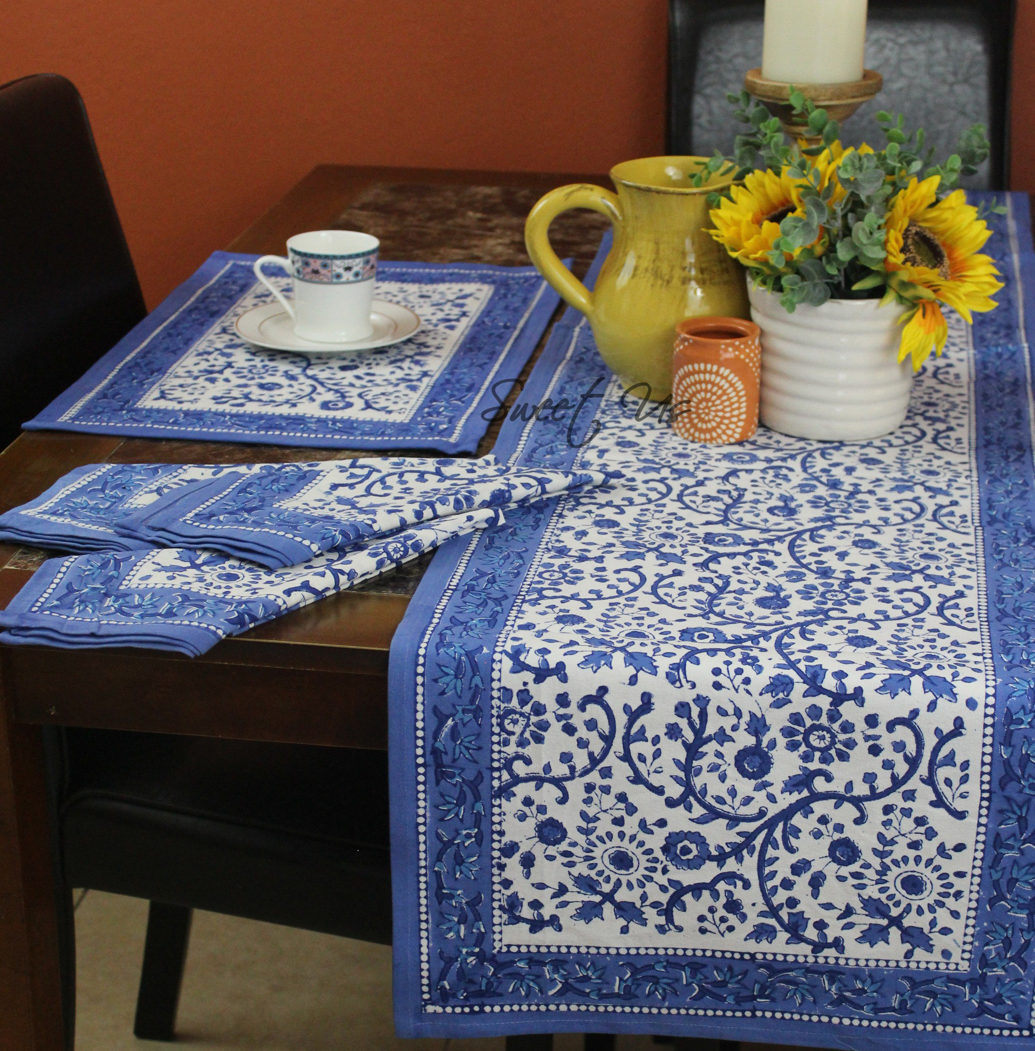 August Grove Marcey Rectangle Floral Cotton Table Runner - Wayfair Canada