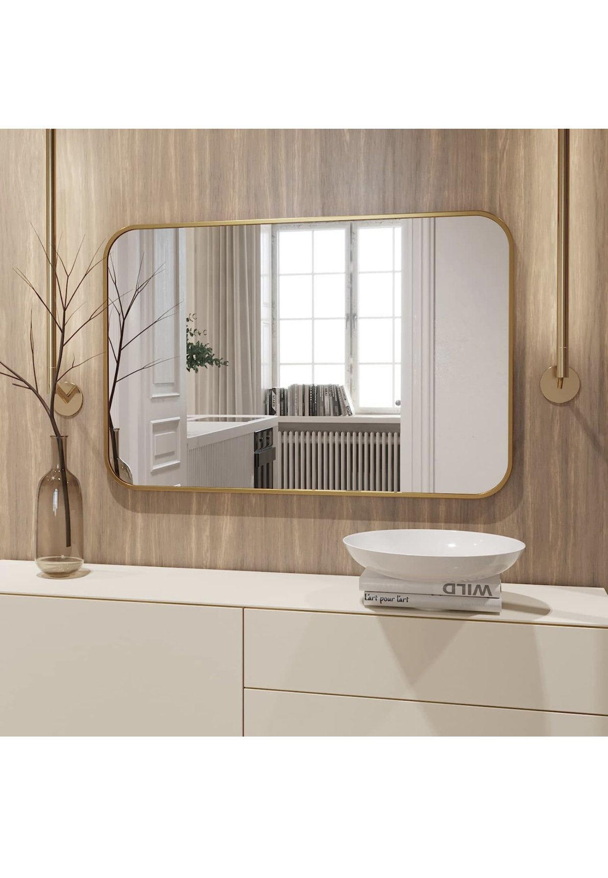 Mercer41 Wall Mirror 26" X 38" Rectangular Bathroom Mirror With ...