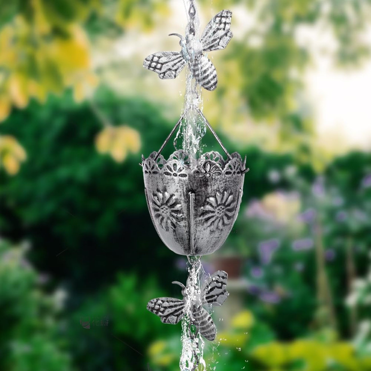 Arlmont & Co. 7.8 FT Rain Chain Metal Rain Gutter Chains With 10 Cups ...