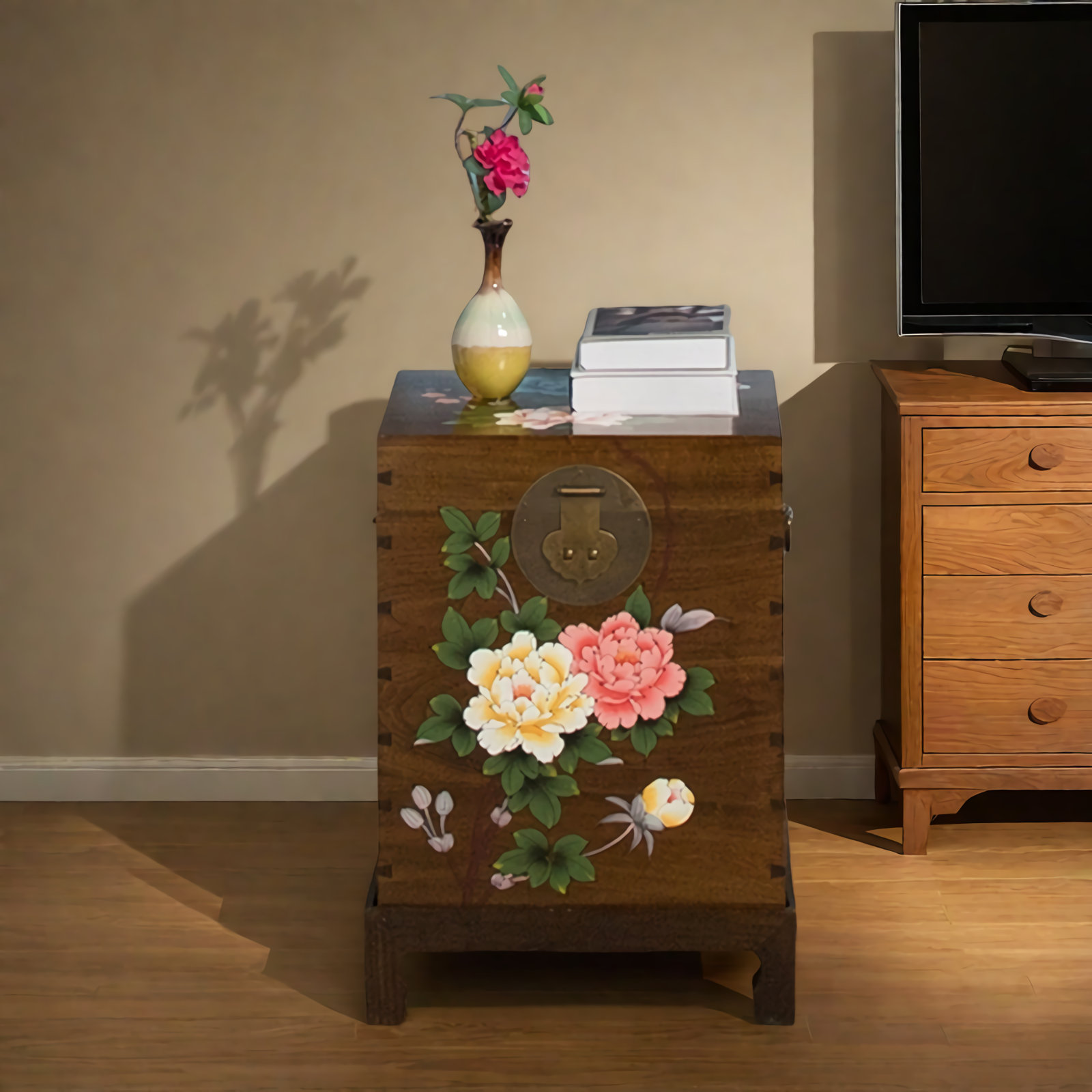 HUGESTO Painted Small Camphor Solid Wood Accent Trunk | Wayfair