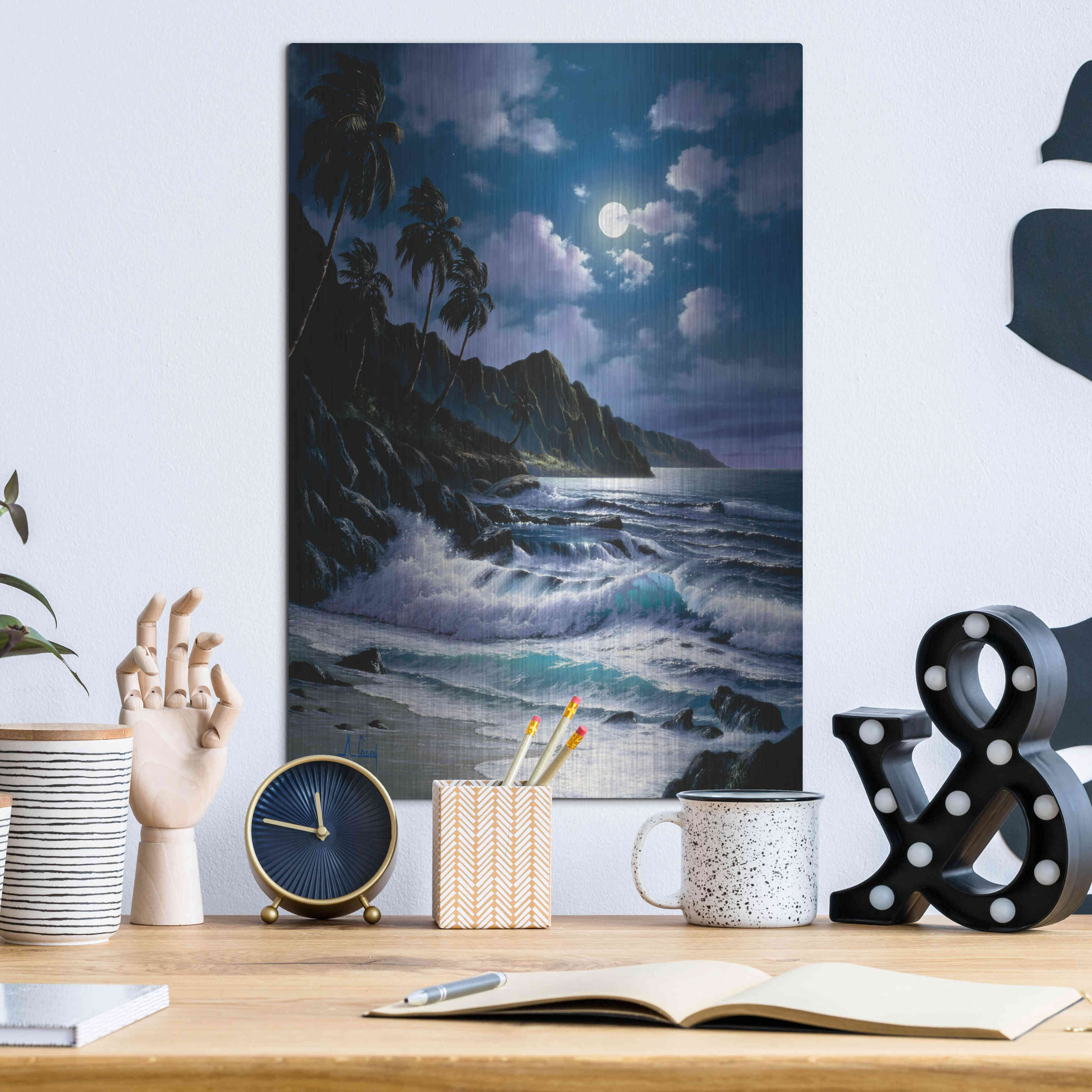 Highland Dunes Night Walkes at the Beach' by Anthony Casay, Metal Wall ...