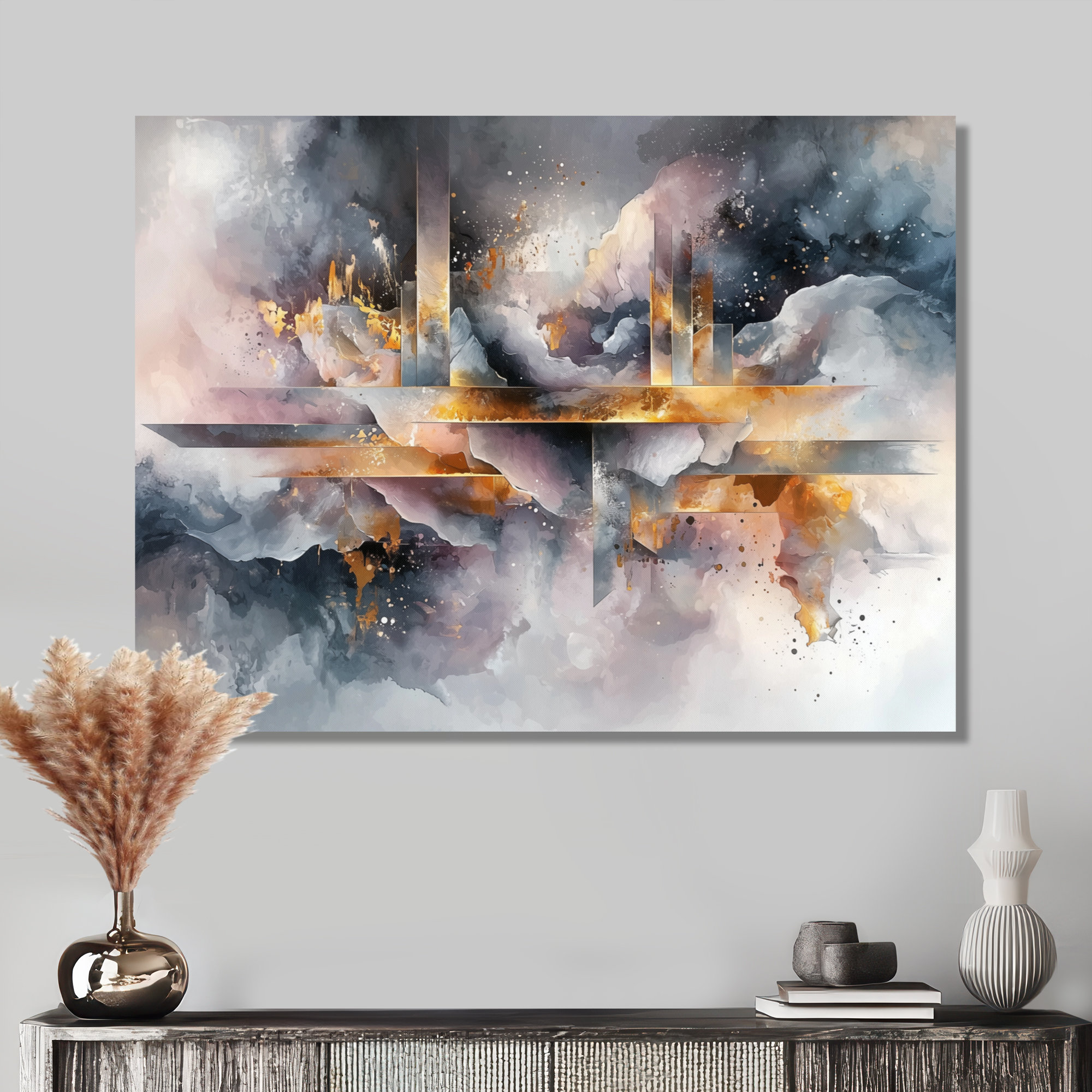 Ivy Bronx Geometric Ink Pulse IV - Constructivism Metal Wall Art ...