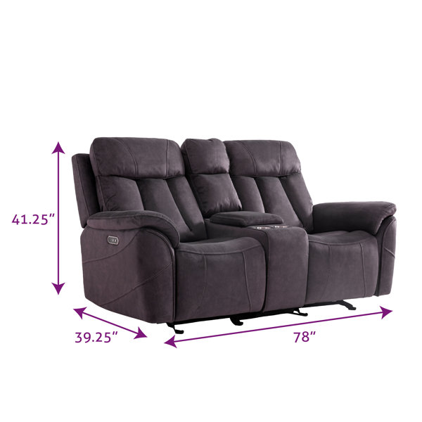 Hokku Designs Keveon 78" Upholstered Reclining Sofa with Storage and ...