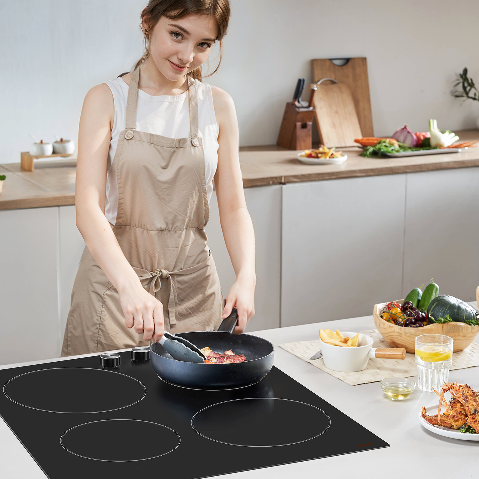 VEVOR Built-in Electric Cooktop Radiant Ceramic Cooktop 4 Burners 23 ...