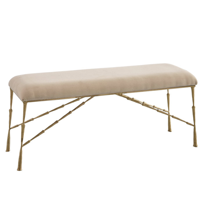 Global Views Spike Bench w/Muslin Cushion-Antique Brass-Lg | Perigold
