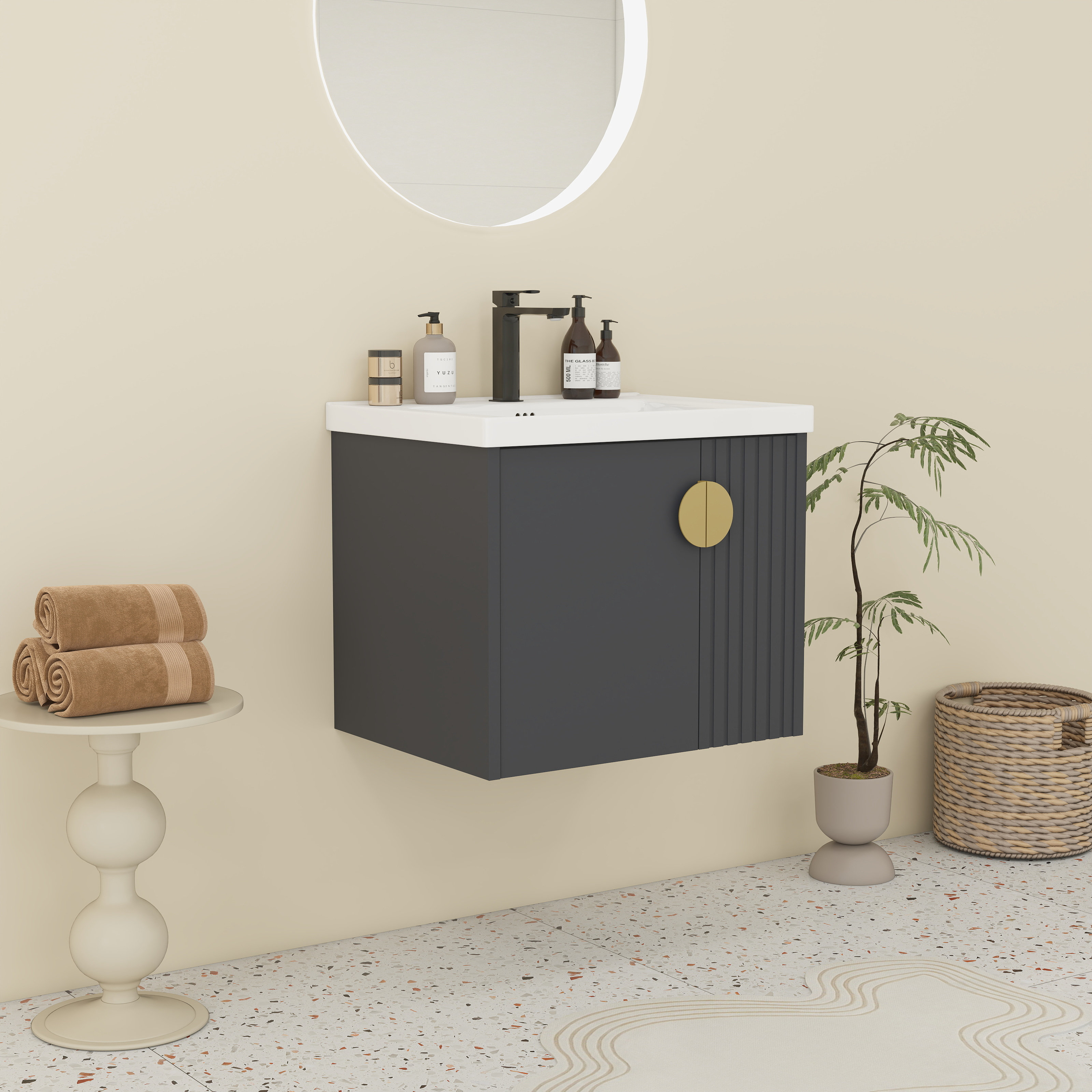 Ebern Designs Modern Style 24" Bathroom Vanity with Ceramic Sink ...