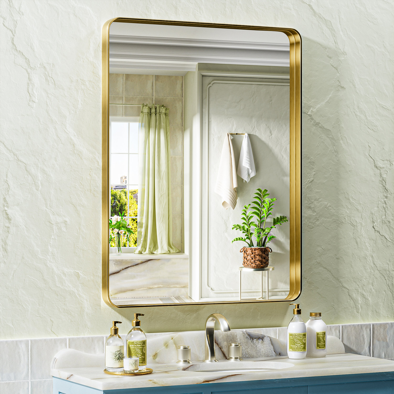 Wrought Studio™ Llesenia Mirror with HD Tempered Glass and Aluminum ...