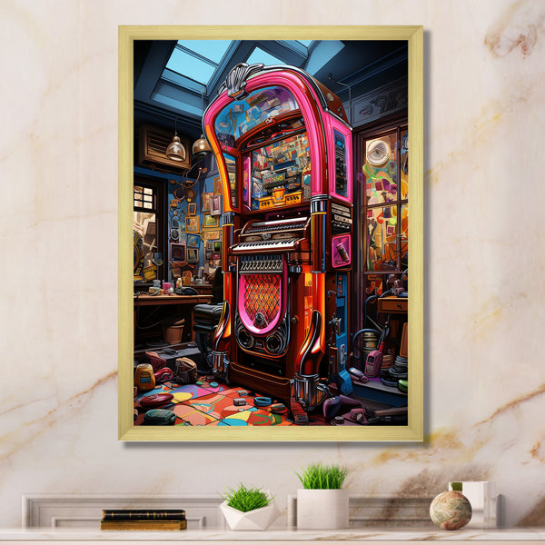 Winston Porter Colorfull Jukebox Photography Framed On Canvas Print ...