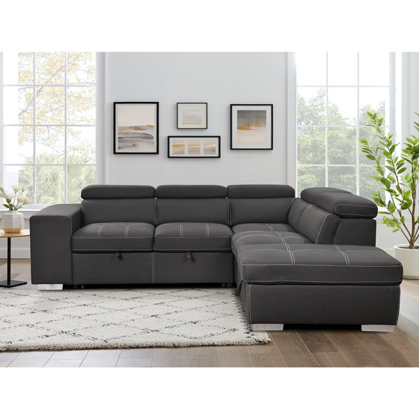 Hokku Designs 104" L Shape Sectional Sleeper Sofa 2 in 1 Convertible ...