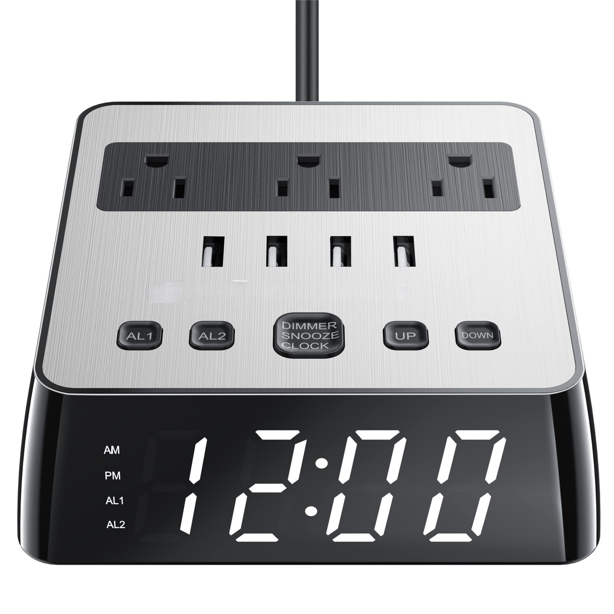 Wade Logan® Alarm Clock With USB Charger Power Strip Total 4.8A USB ...