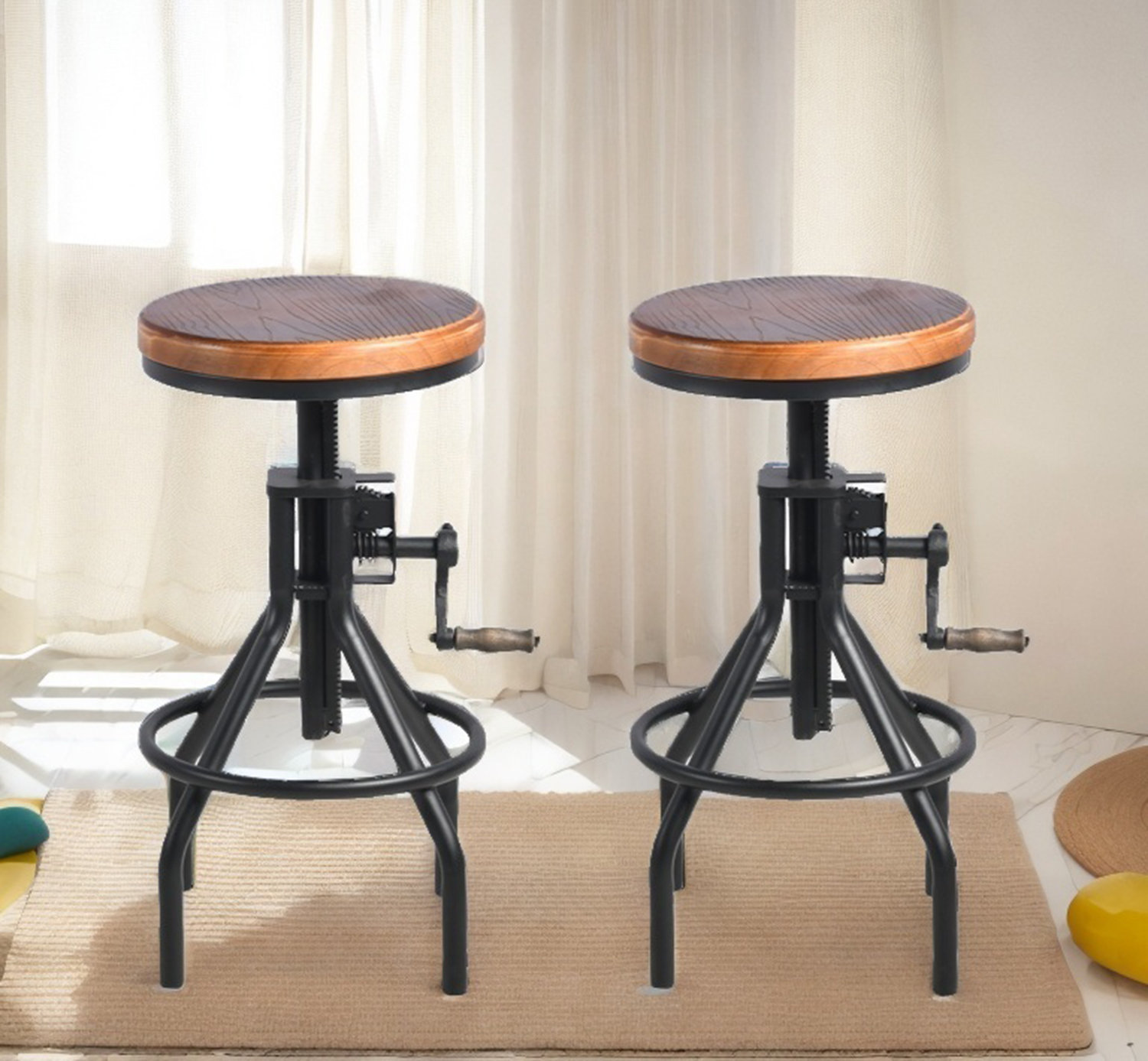 Williston Forge Kailar Adjustable Height Counter Stool with Metal Frame ...