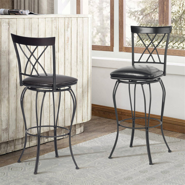 17 Stories Decarter Swivel Upholstered Counter Stool with Metal Frame ...