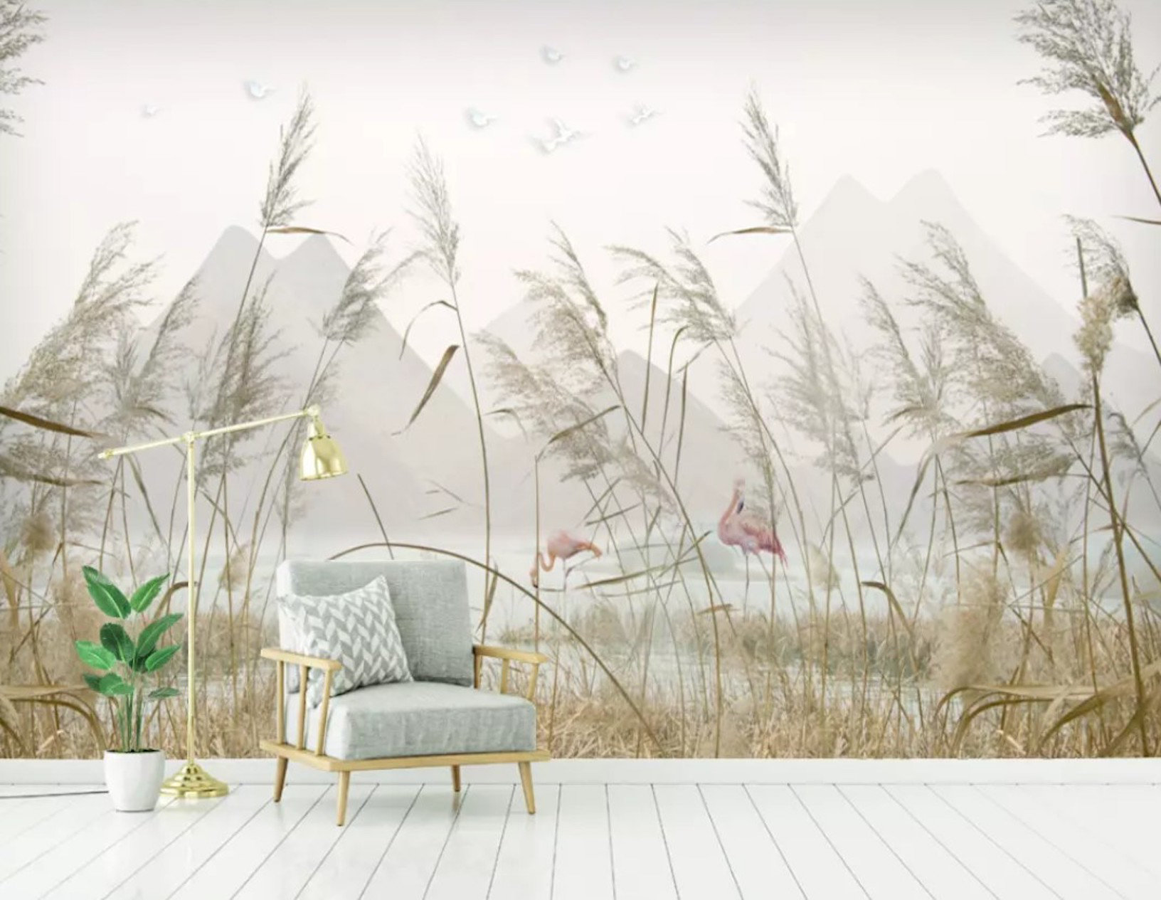 GK Wall Design Lake Meadow Landscape Flamingo 6.25' L x 112" W ...