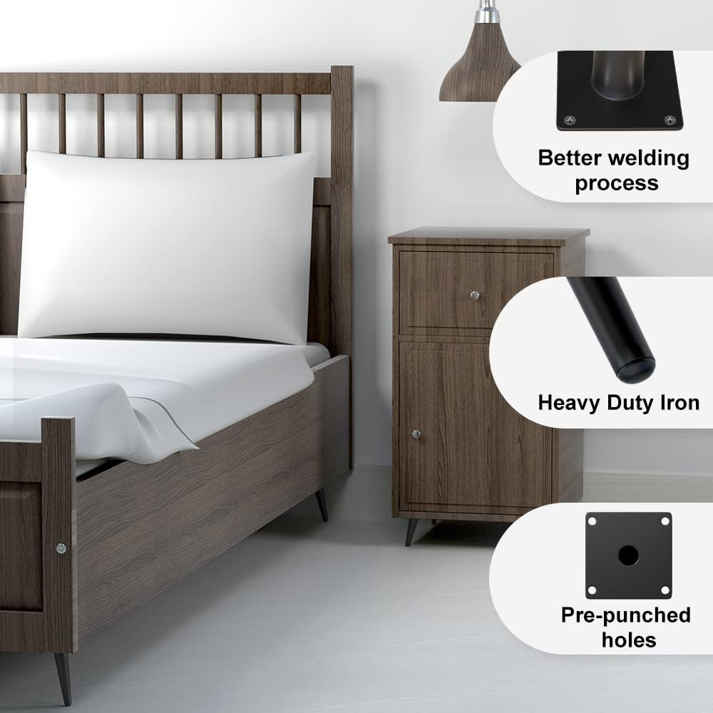 WKING Heavy Duty Matte Black Metal Slant Angled Furniture Legs Set For ...