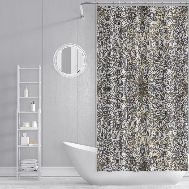 Bungalow Rose Collyer Damask Single Shower Curtain | Wayfair