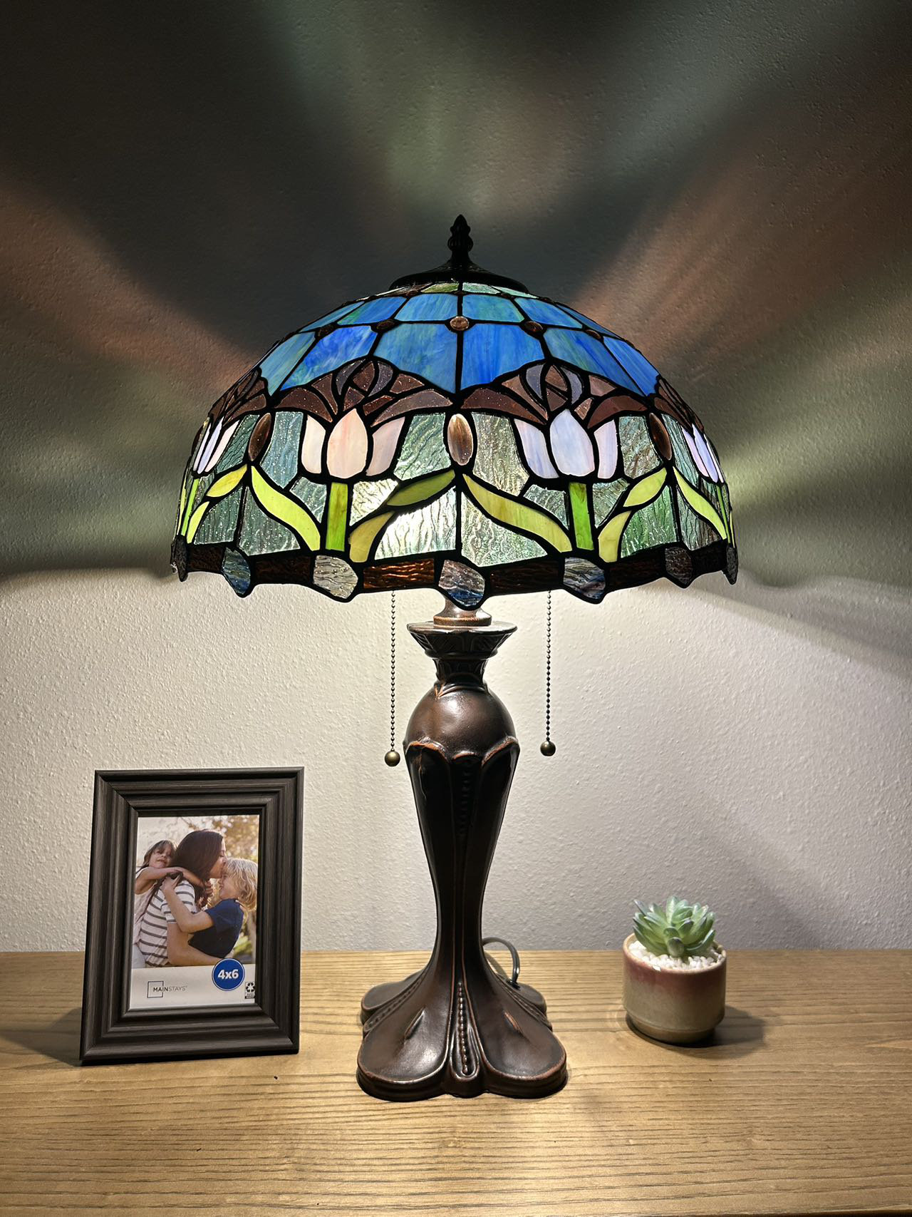 Bloomsbury Market Halona Tiffany Table Lamp Stained Glass Tulips LED ...