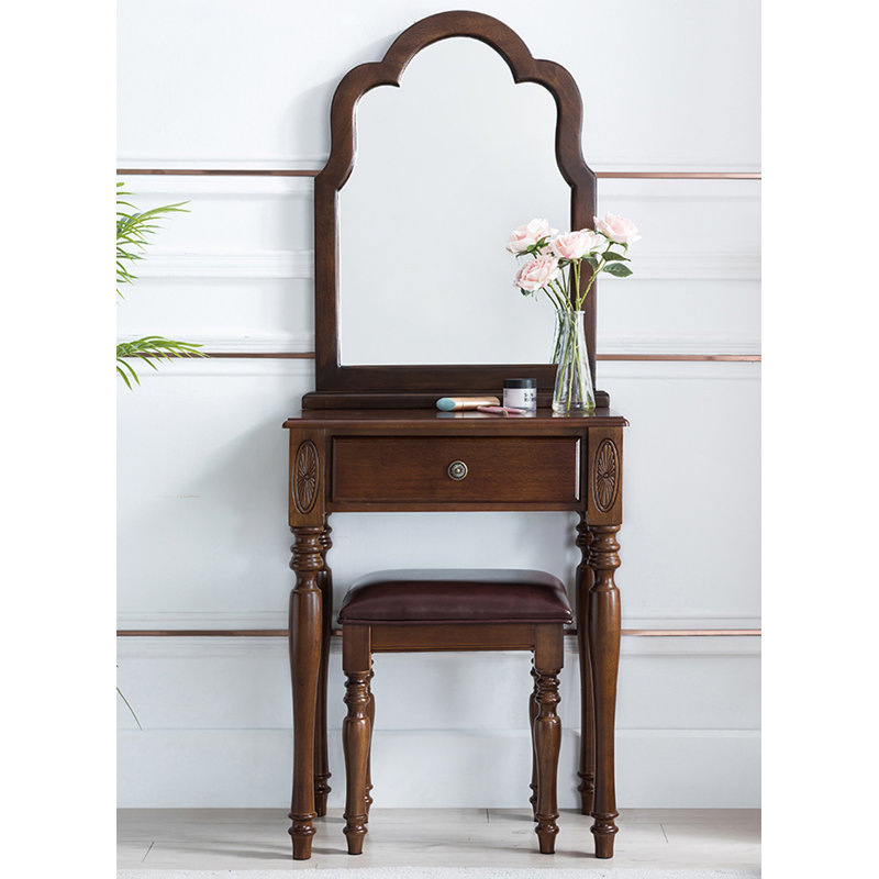 Canora Grey American-Style Small Vanity Table With Vanity Mirror | Wayfair