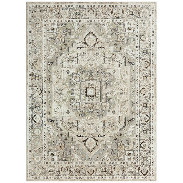 Canora Grey Amareon Oriental Machine Washable Ivory Area Rug & Reviews ...