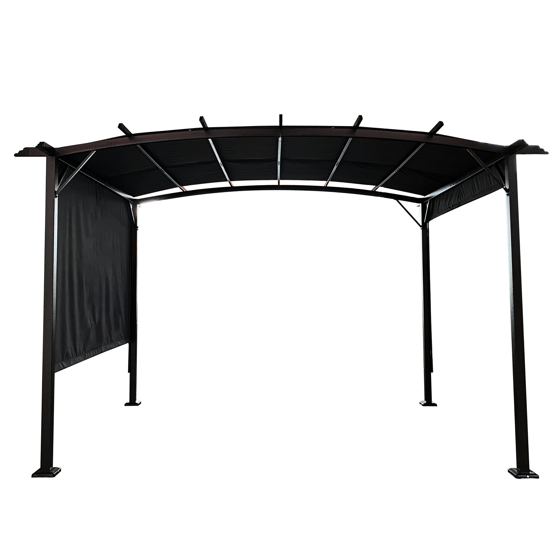 Arlmont & Co. 12X9 Ft Outdoor Pergola With Retractable Shade - Steel ...