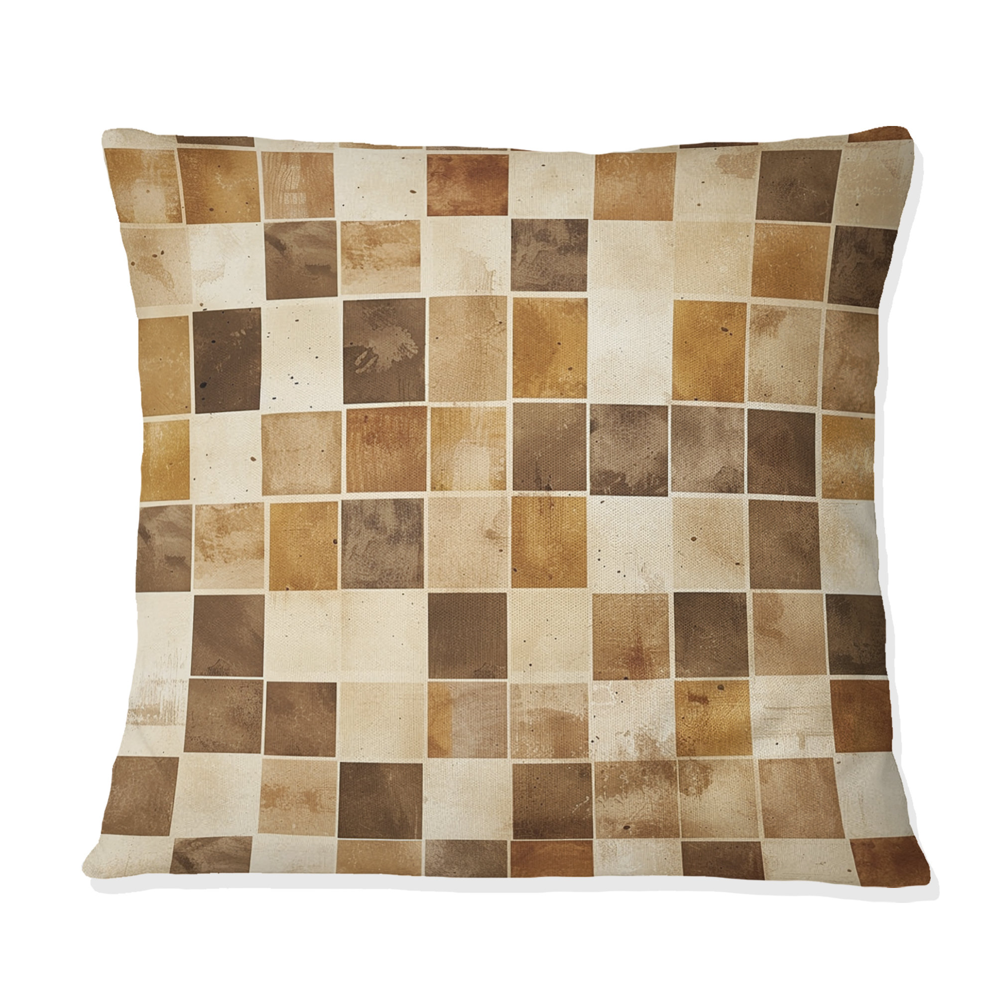 Design Art Brown Midcentury Mosaic Tiles I - Midcentury Throw Pillow ...