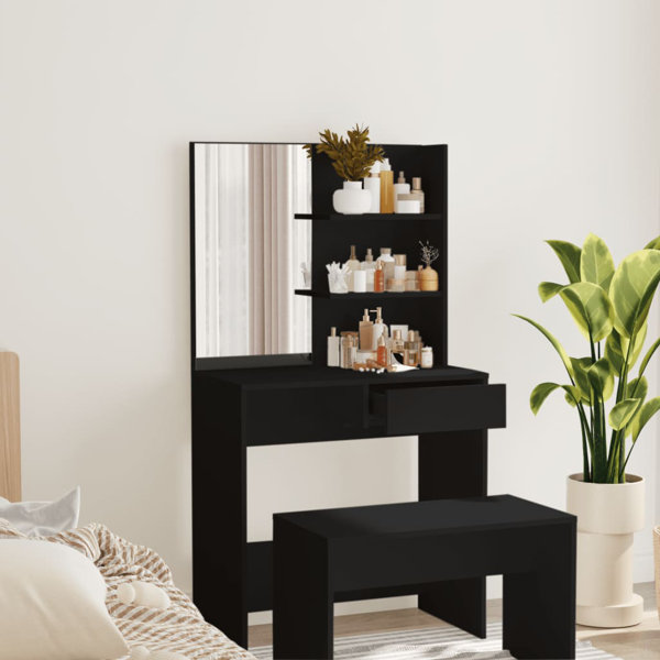 vidaXL Dressing Table Black Engineered wood, Acrylic Dressing Table ...