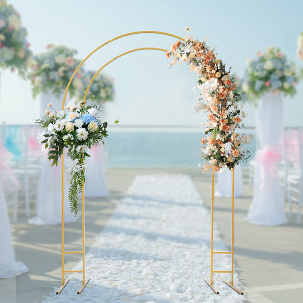 YaoTown 59'' W x 19.7'' D Steel Round Wedding Backdrop Arch, for Garden ...