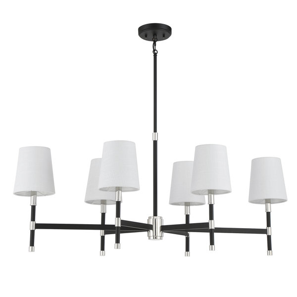 Ebern Designs Timiki 6-Light Linear Chandelier In Matte Black With Warm ...