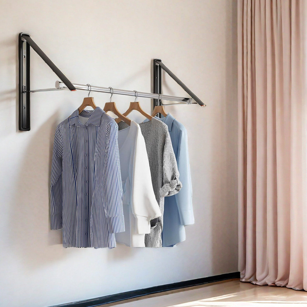 Rebrilliant Extendable rod and collapsible wall clothes drying rack ...