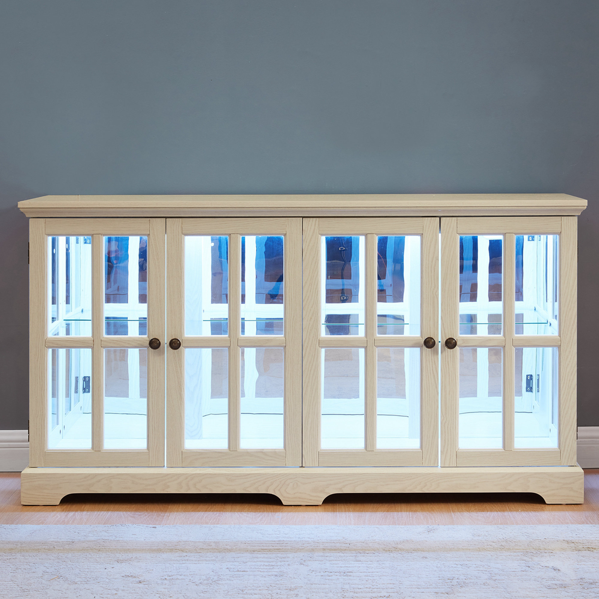 BFYDOAA Lighted Curio Display Cabinet With Adjustable Glass Shelves ...