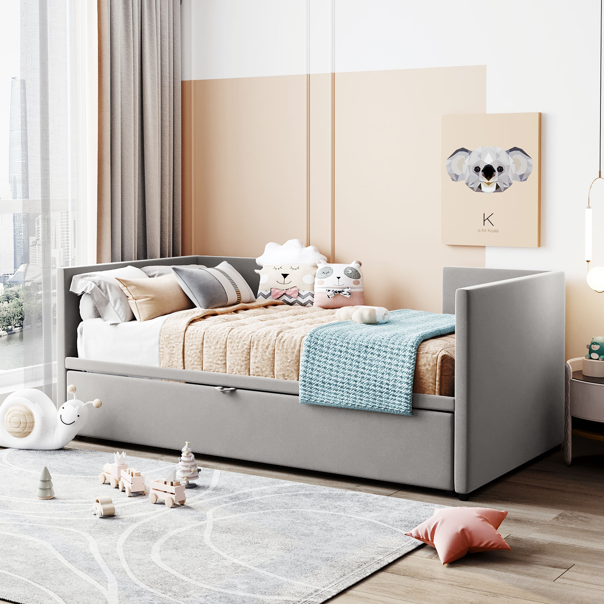 Latitude Run® Twin Daybed With Trundle Upholstered Daybed Guest Bed ...