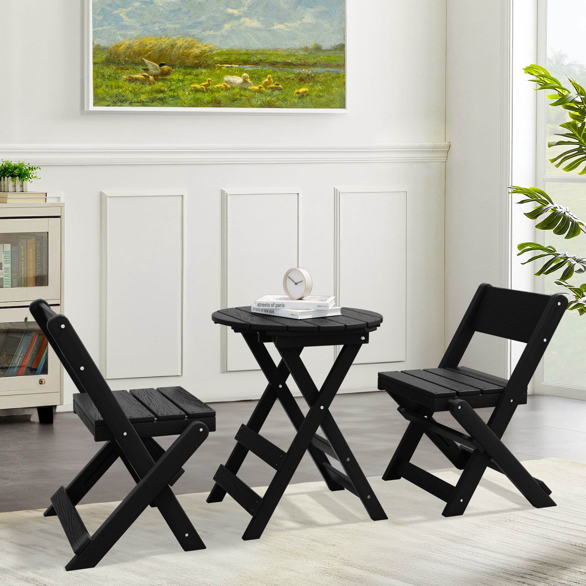 Lark Manor™ 2-Person HDPE Round Outdoor Folding Dining Set Sturdy and ...