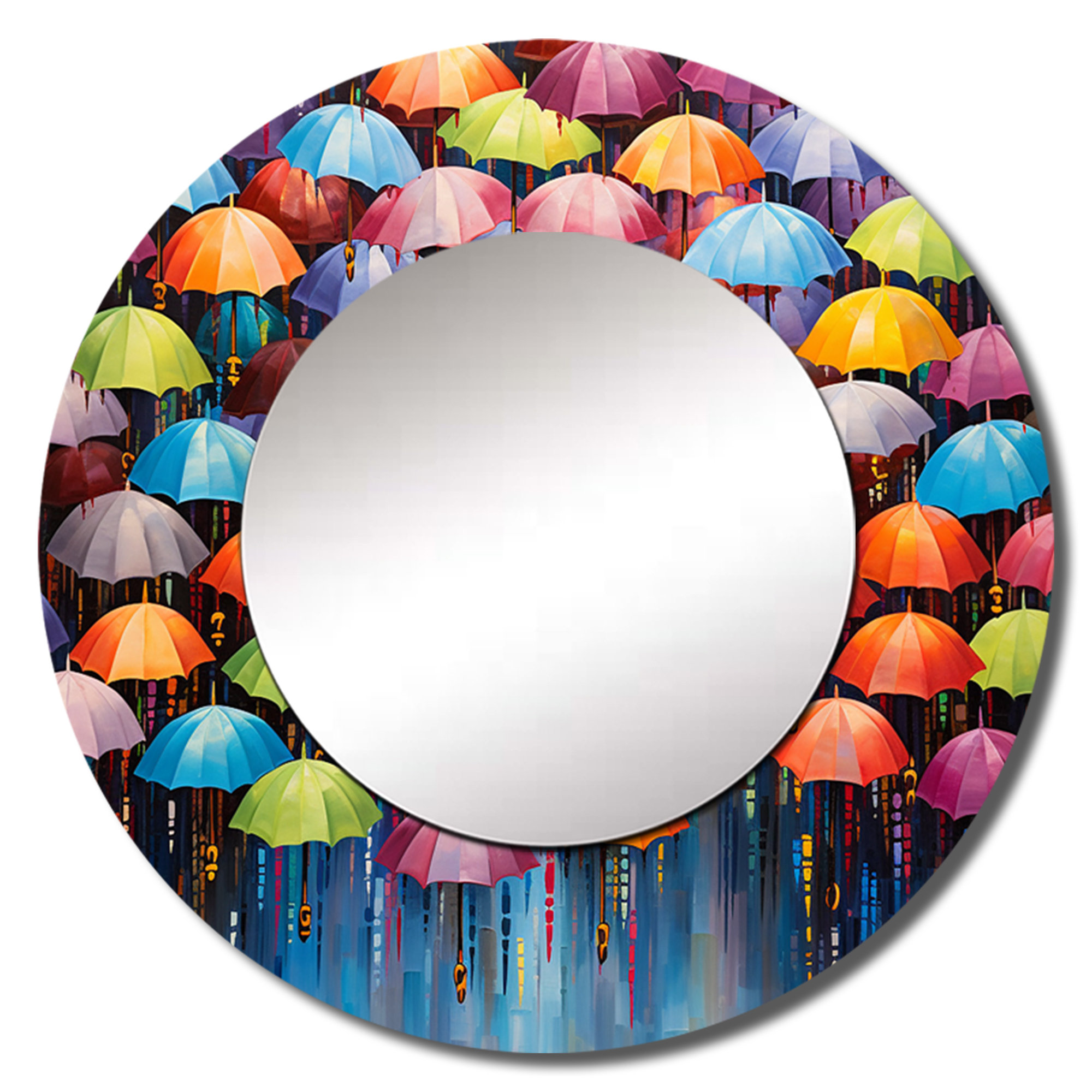 Design Art Sky Full Of Colorful Umbrellas - Sky Decorative Wall Mirror ...