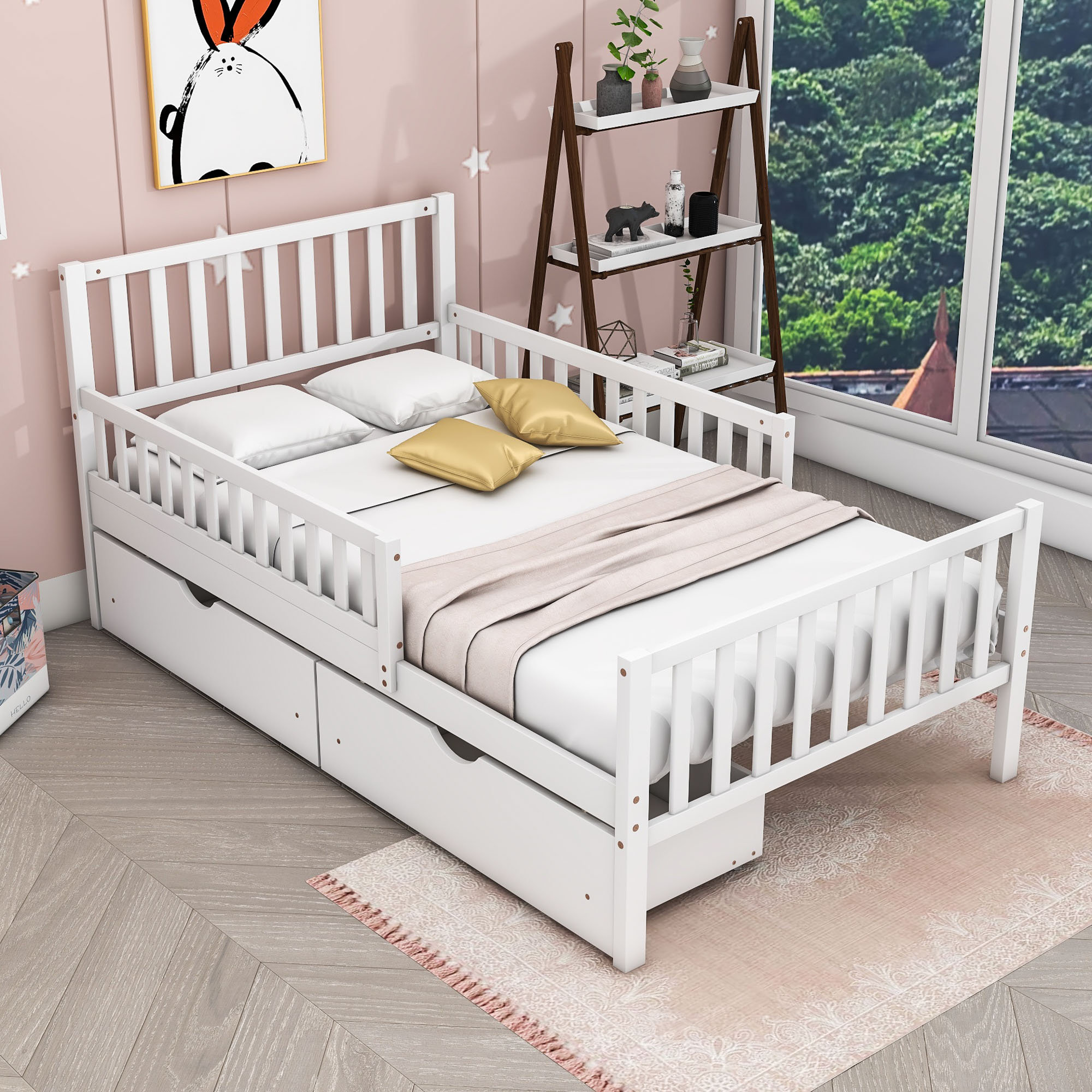 GoBeyondFurniture Wood 2 Drawers Slat Storage Bed | Wayfair