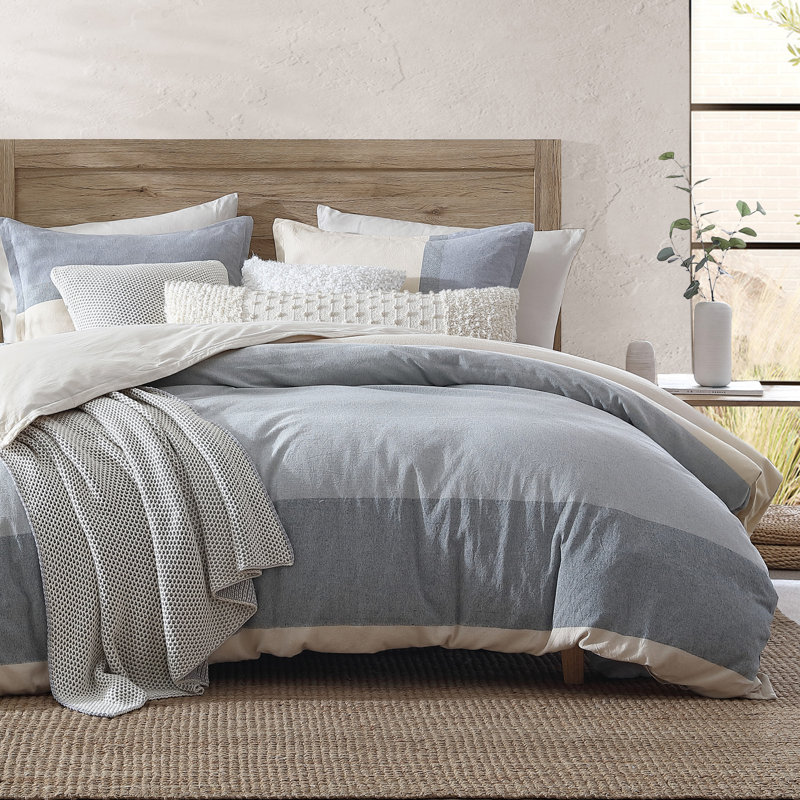 DKNY Pure Recycled Cotton Colorblock Comforter Set Blue & Reviews | Wayfair