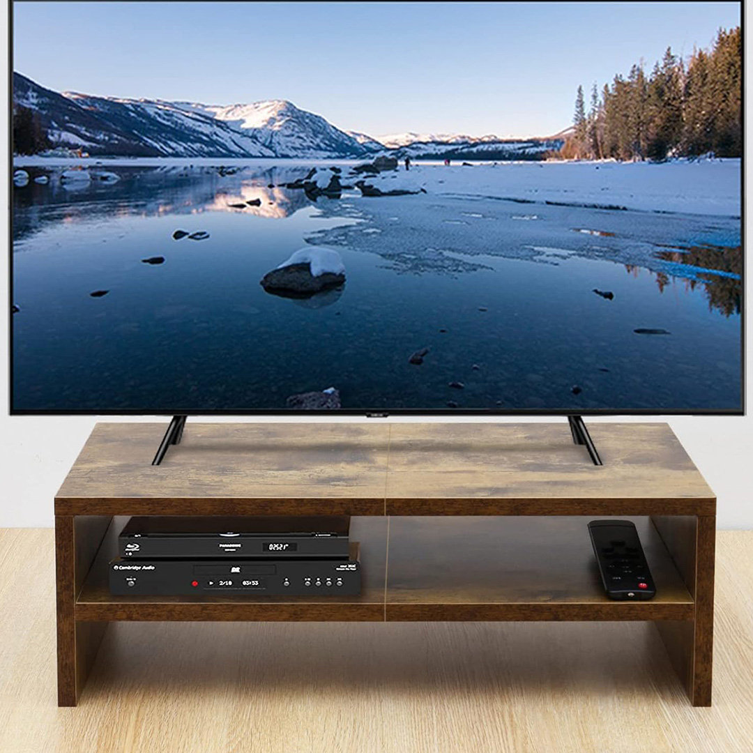 Latitude Run® Maple Monitor Riser for TV/Printer/Keyboard,2Tier Laptop ...