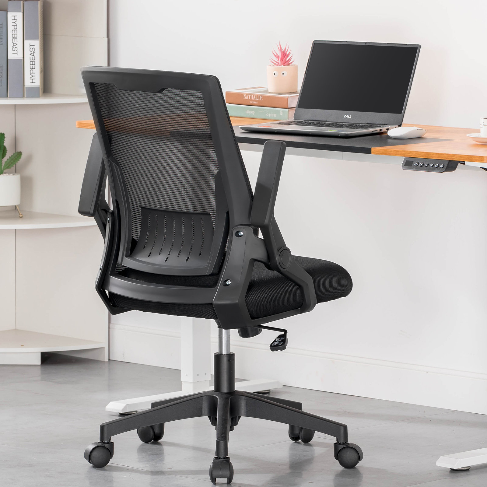Inbox Zero Office Chair With Flip-Up Armrests Ergonomic Computer Desk ...