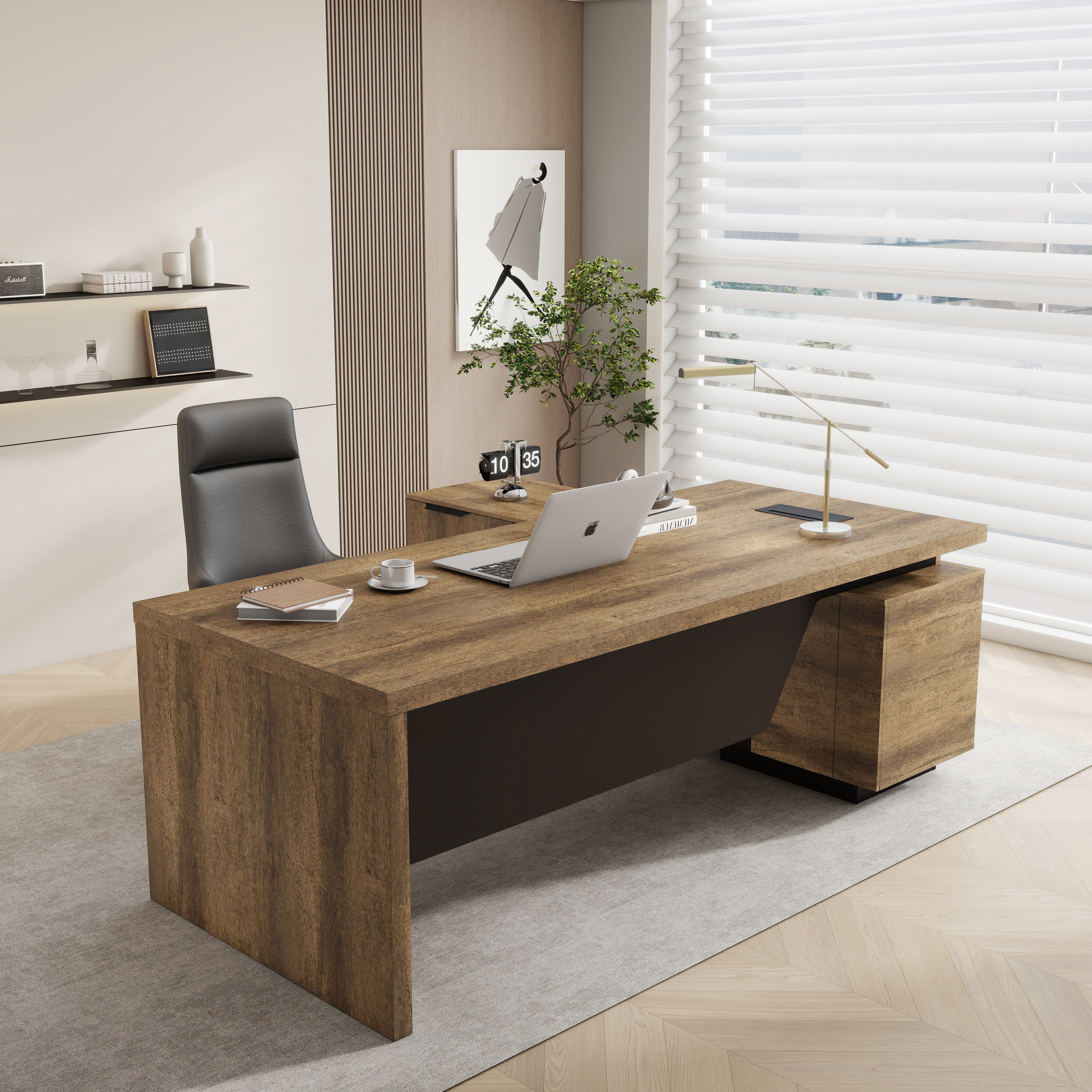 Loon Peak® L-Shaped Executive Desk, Extendable Large Office Desk ...