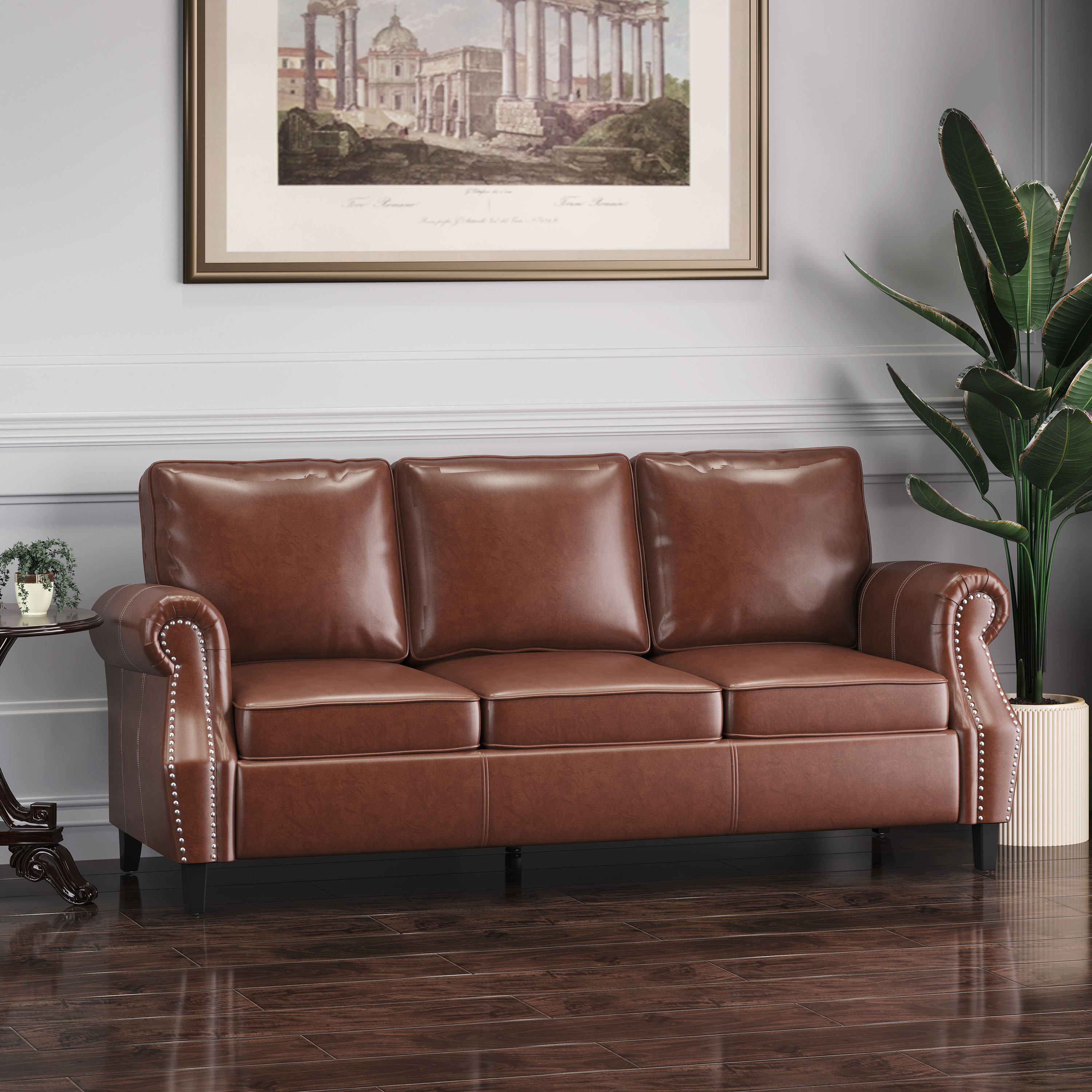 Alcott Hill Coryon 3 Seater Sofa With Nailhead Trim & Reviews - Wayfair ...