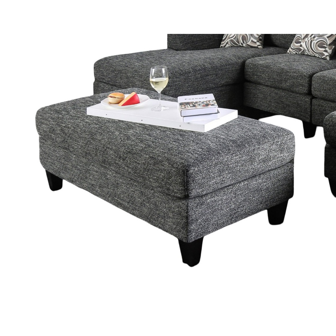 Latitude Run® Transitional Style Upholstery Ottoman Gray Finish High ...