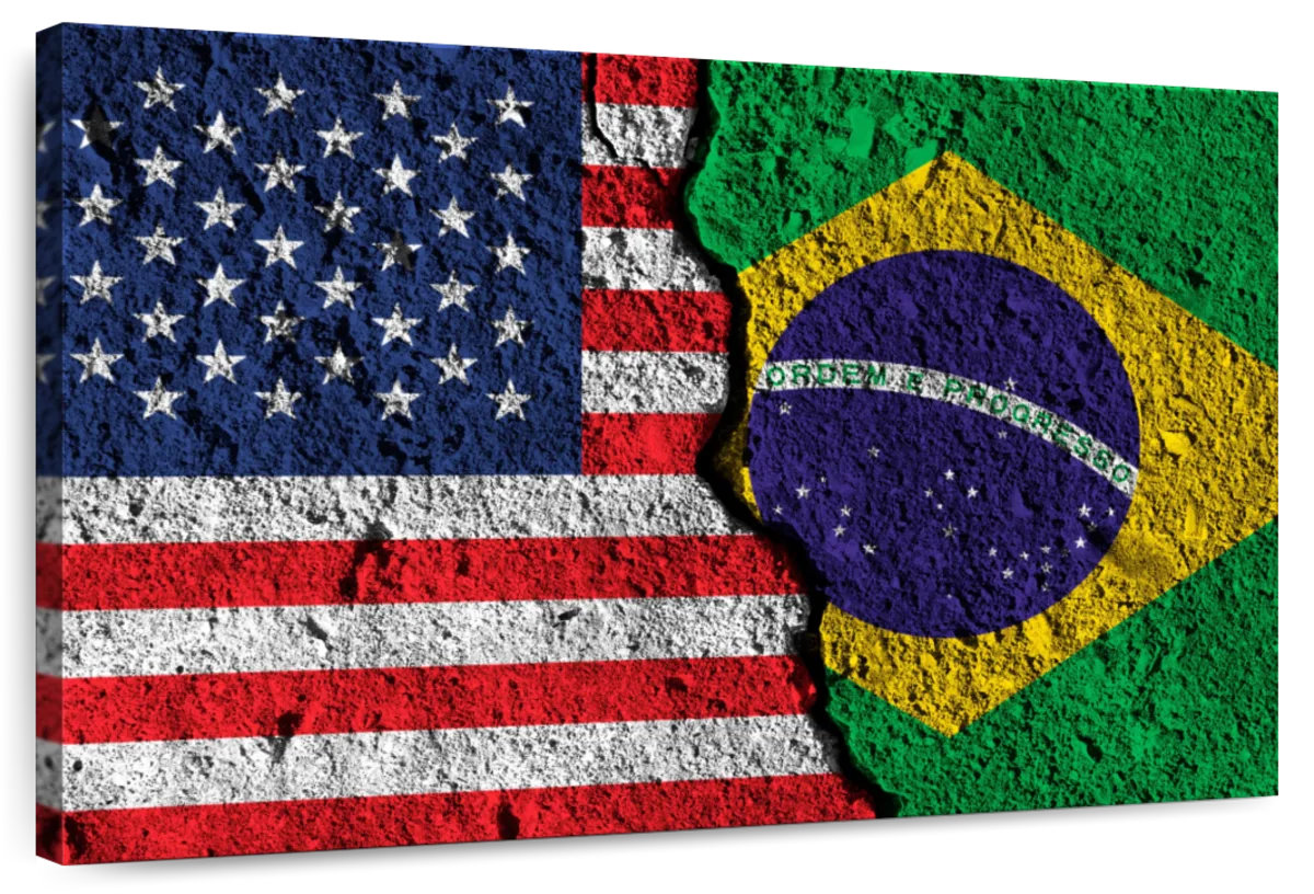 Ebern Designs Borges Cracked USA Brazil Flag | Wayfair