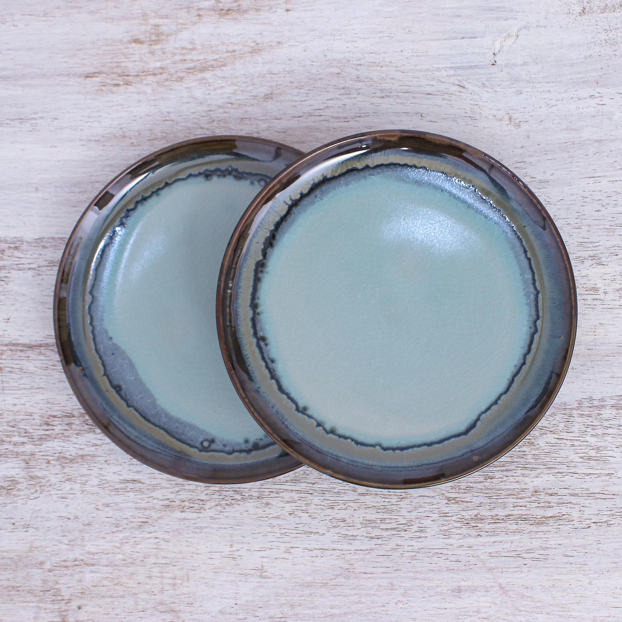 Latitude Run® Handmade Blue Crush Ceramic Salad Plates (Pair) | Wayfair