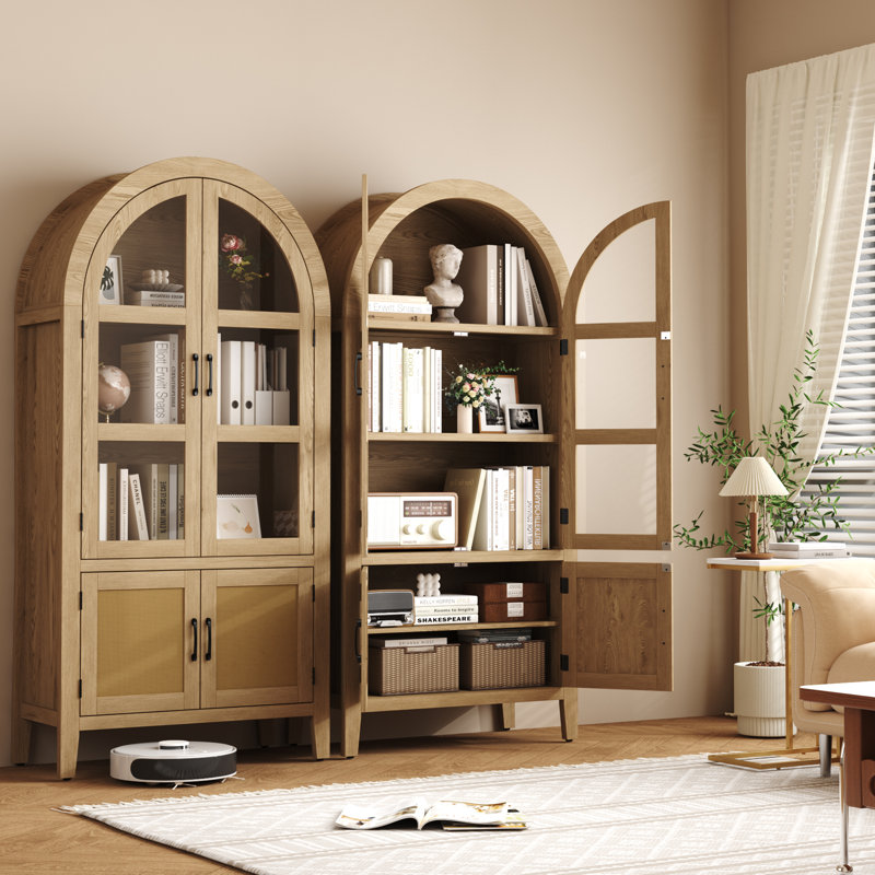 Bayou Breeze 71'' Tall Arched Bookcase with Glass Door - Wayfair Canada