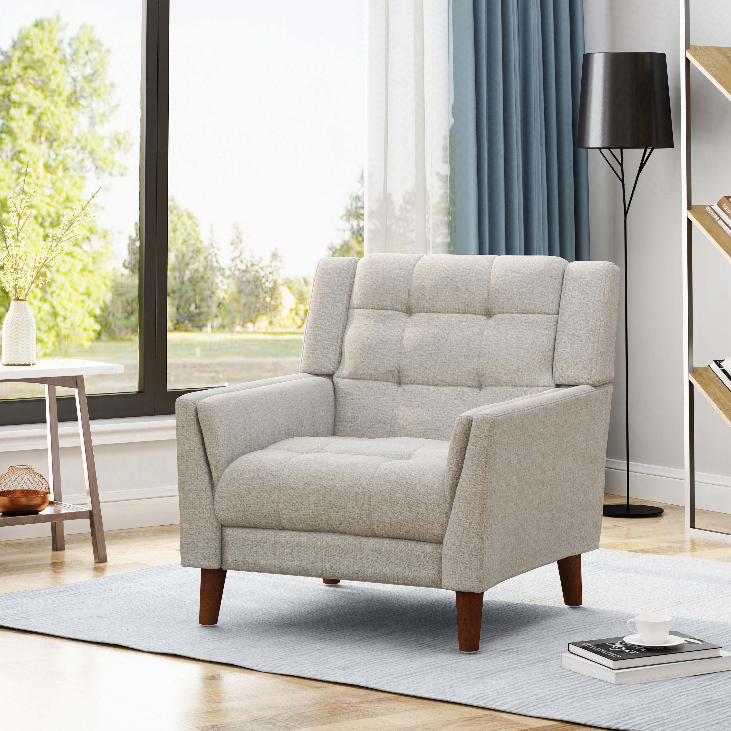 Corrigan Studio Button Tufed Wood Frame Club Chair,Armchair - Wayfair ...