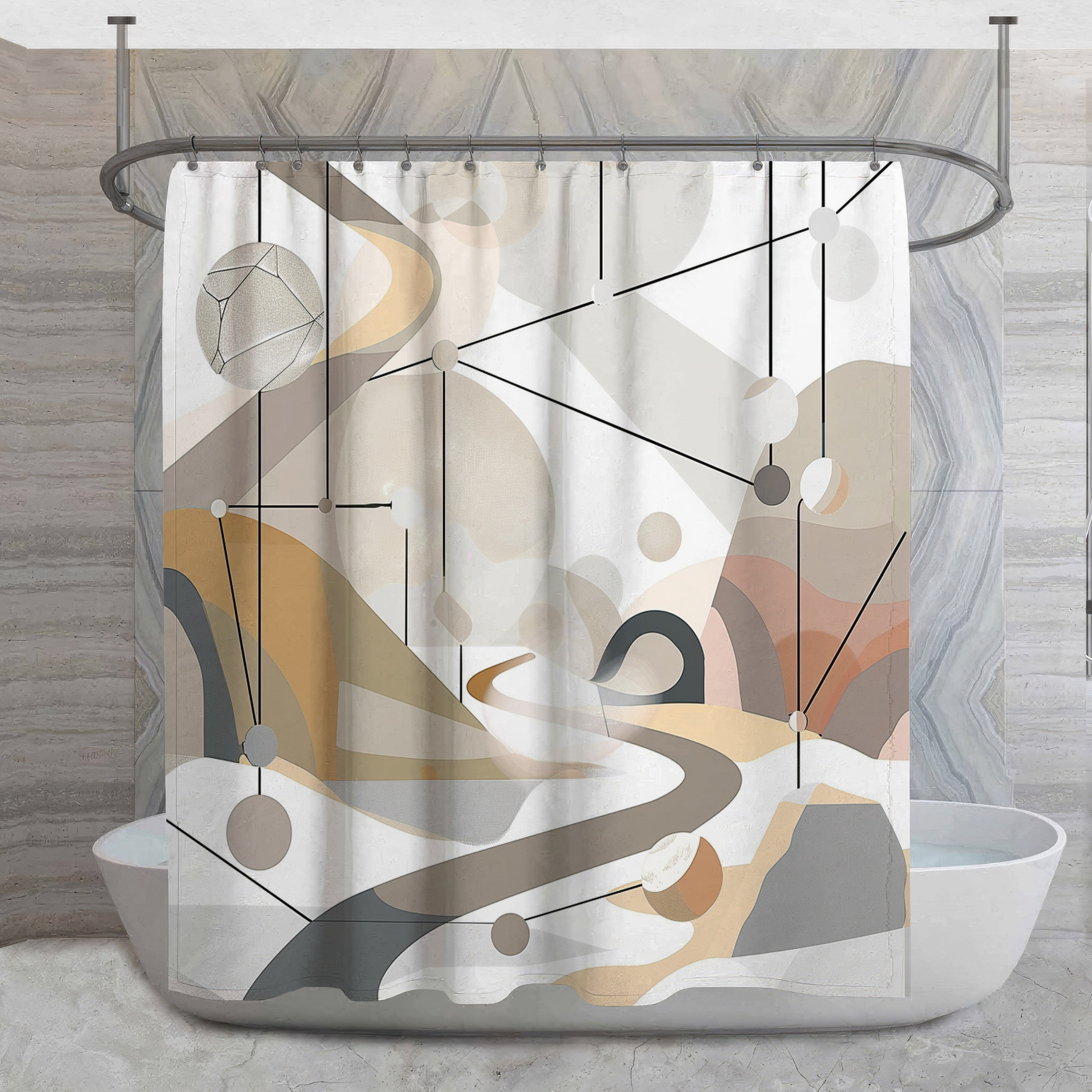 East Urban Home Abstract Geometry Shower Curtain - Art Bathroom Decor ...