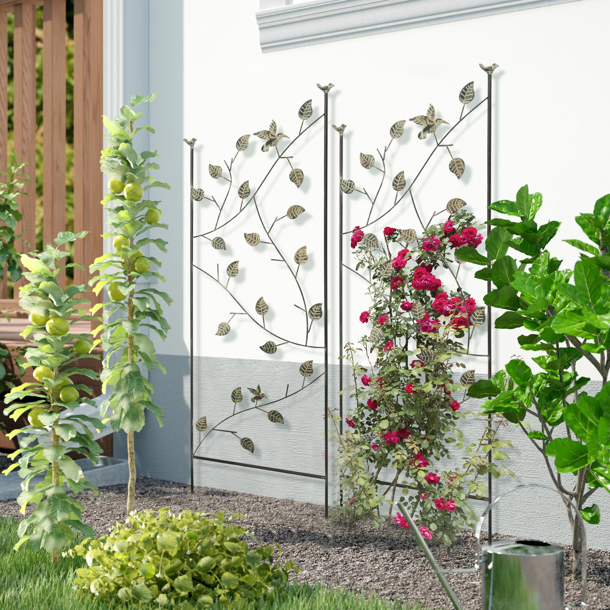 Winston Porter 20" W x 59" H Hummingbird Garden Trellis for Garden ...