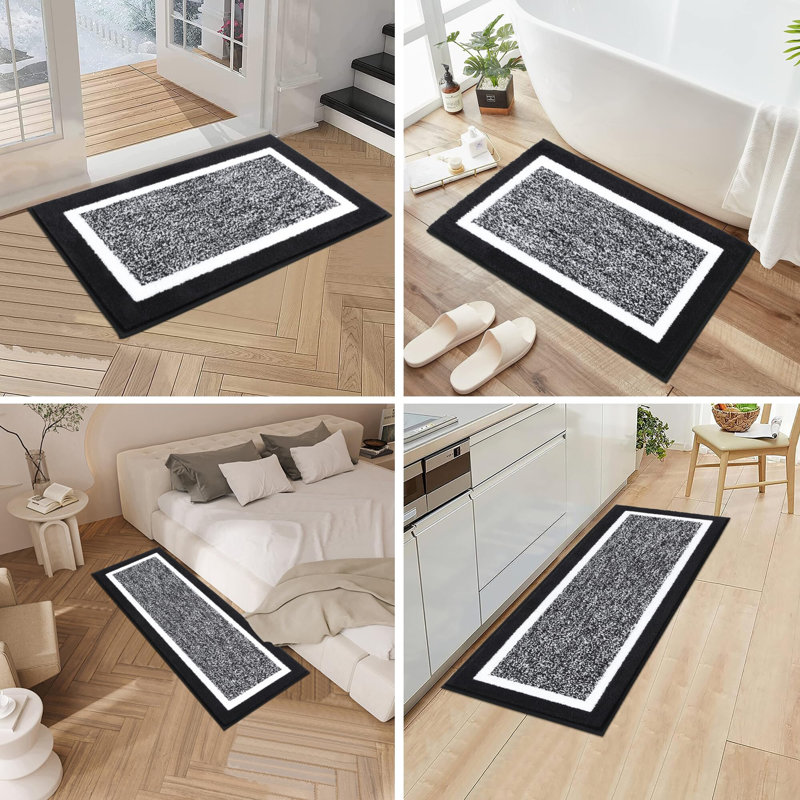 ENOLIL 3 Pieces Bathroom Rugs Sets, Microfiber Shower Washable Carpets ...