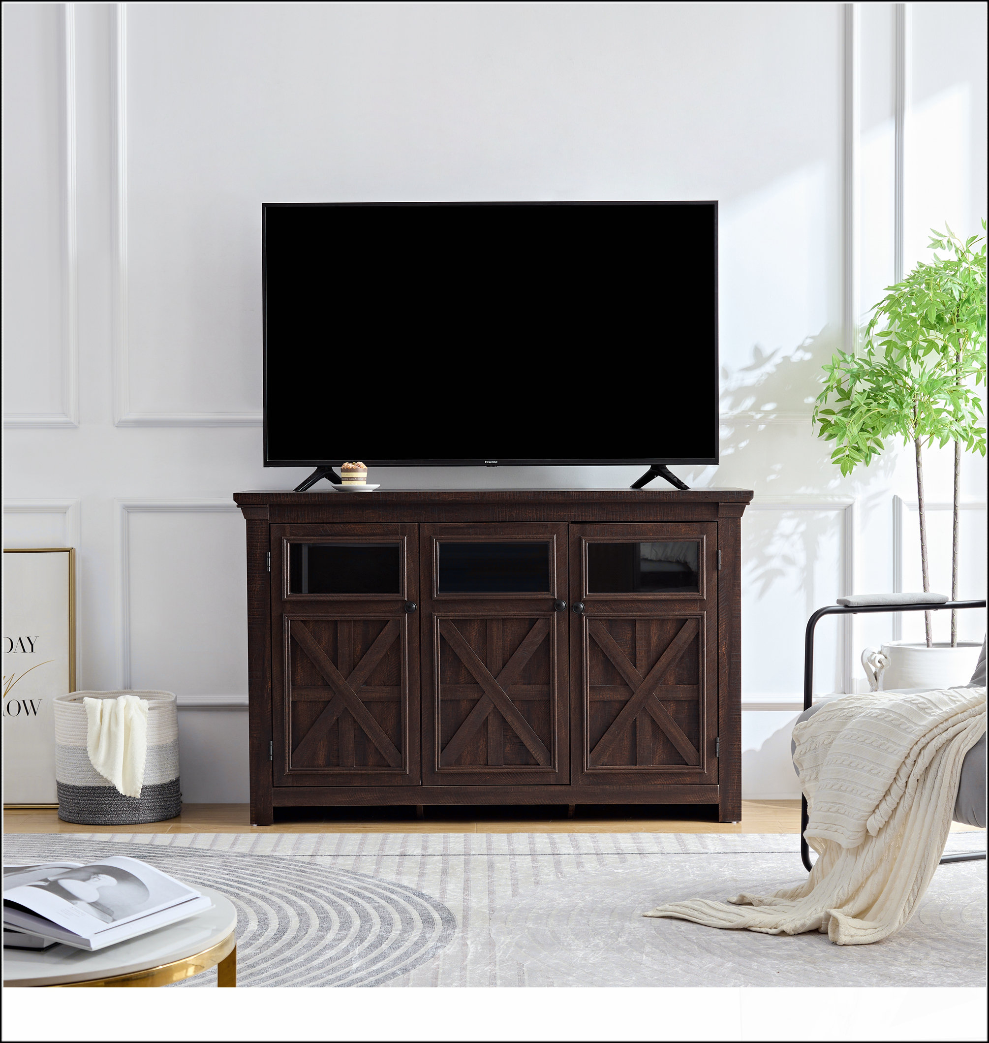 Ophelia & Co. 3 Doors Cabinet Farmhouse Buffet Sideboard, Rustic TV ...