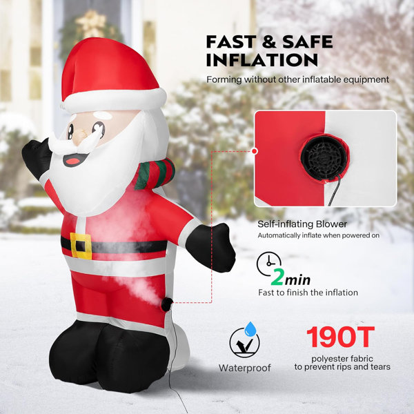 The Holiday Aisle® Emila 2 in 1 Christmas Inflatable LED Lighted Santa ...